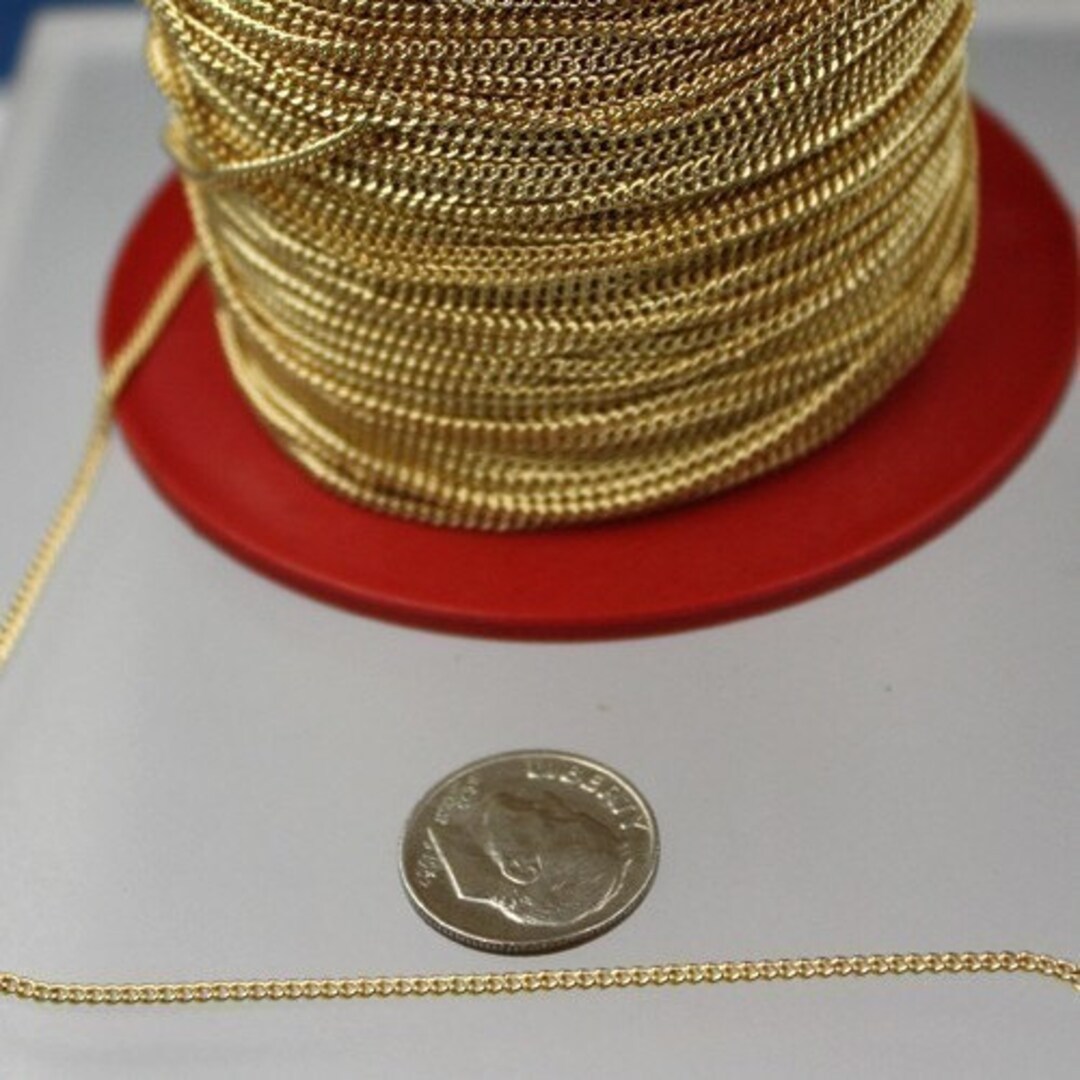 32ft. Spool of Gold Plated SOLDERED Little Curb Chain - 1.3mm SOLDERED ...