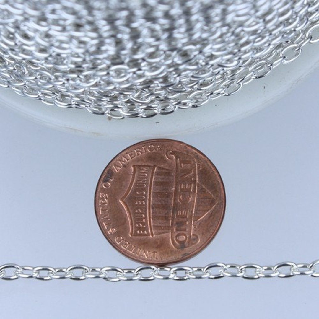 100 Ft of Silver Plated Cable Chain - 3.8x2.7mm Unsoldered Link ...