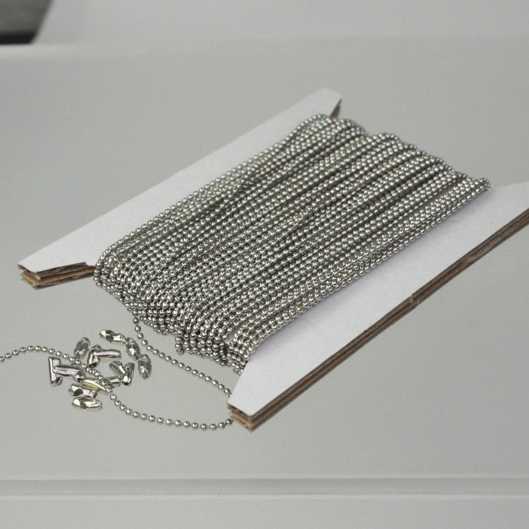 Antique Silver Plated Rhodium Ball Chain: 1.2mm Jewelry Making Supply ...