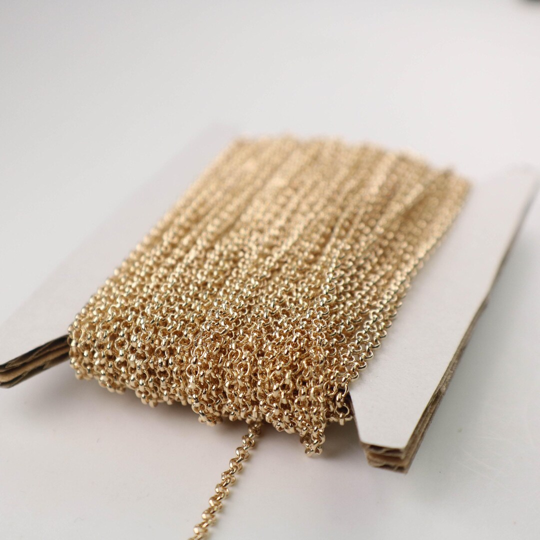 Champagne Gold Plated Rolo Chain: 2mm Soldered Links, Bulk 300 Feet ...