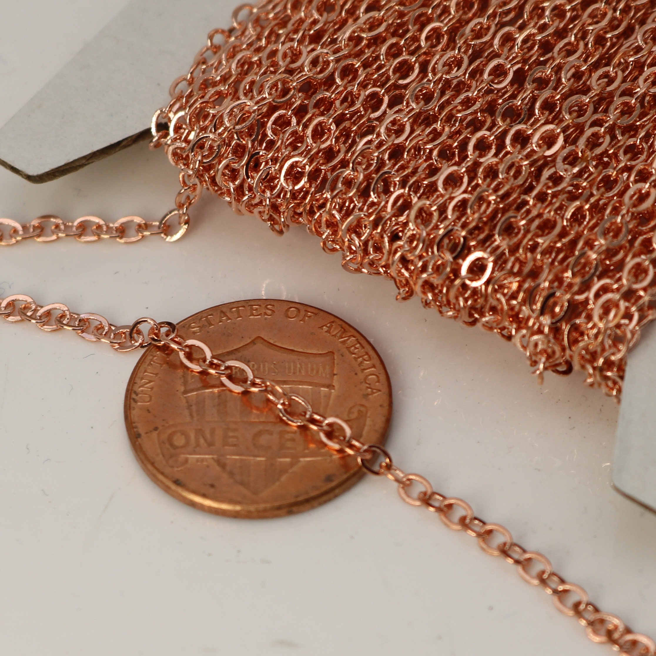 32 Feet of Bright Copper Flat Chain Bulk Cable Chain 3x1.7mm | Etsy