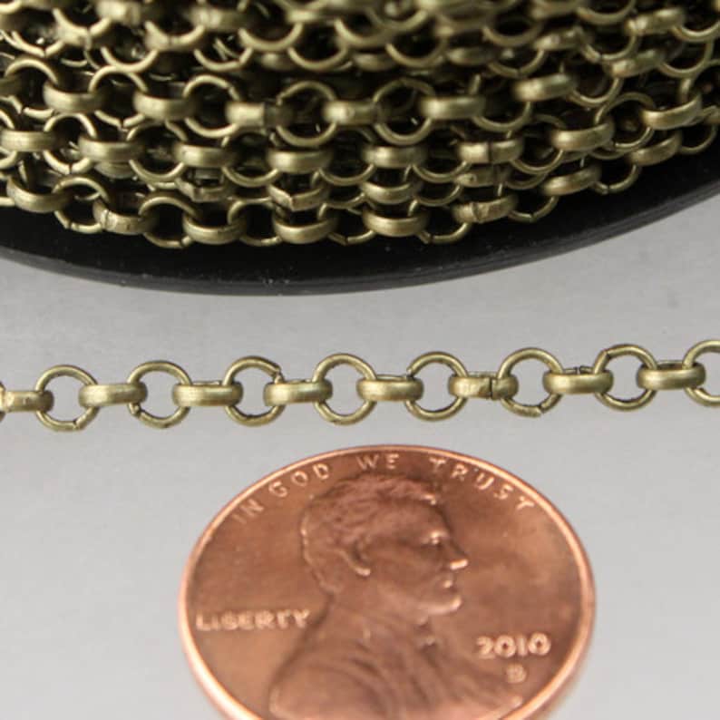 Antique Brass Rolo Chain Bulk Chain 32 Ft of Rolo Bronze - Etsy