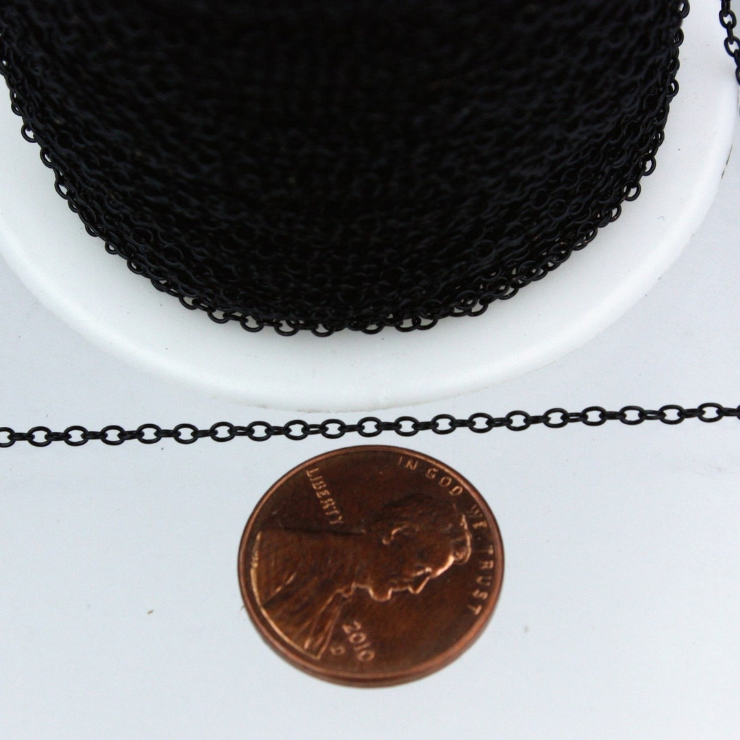 Black Chain Bulk Chain, 10 Ft of Tiny Round SOLDERED Chain Cable Chain ...