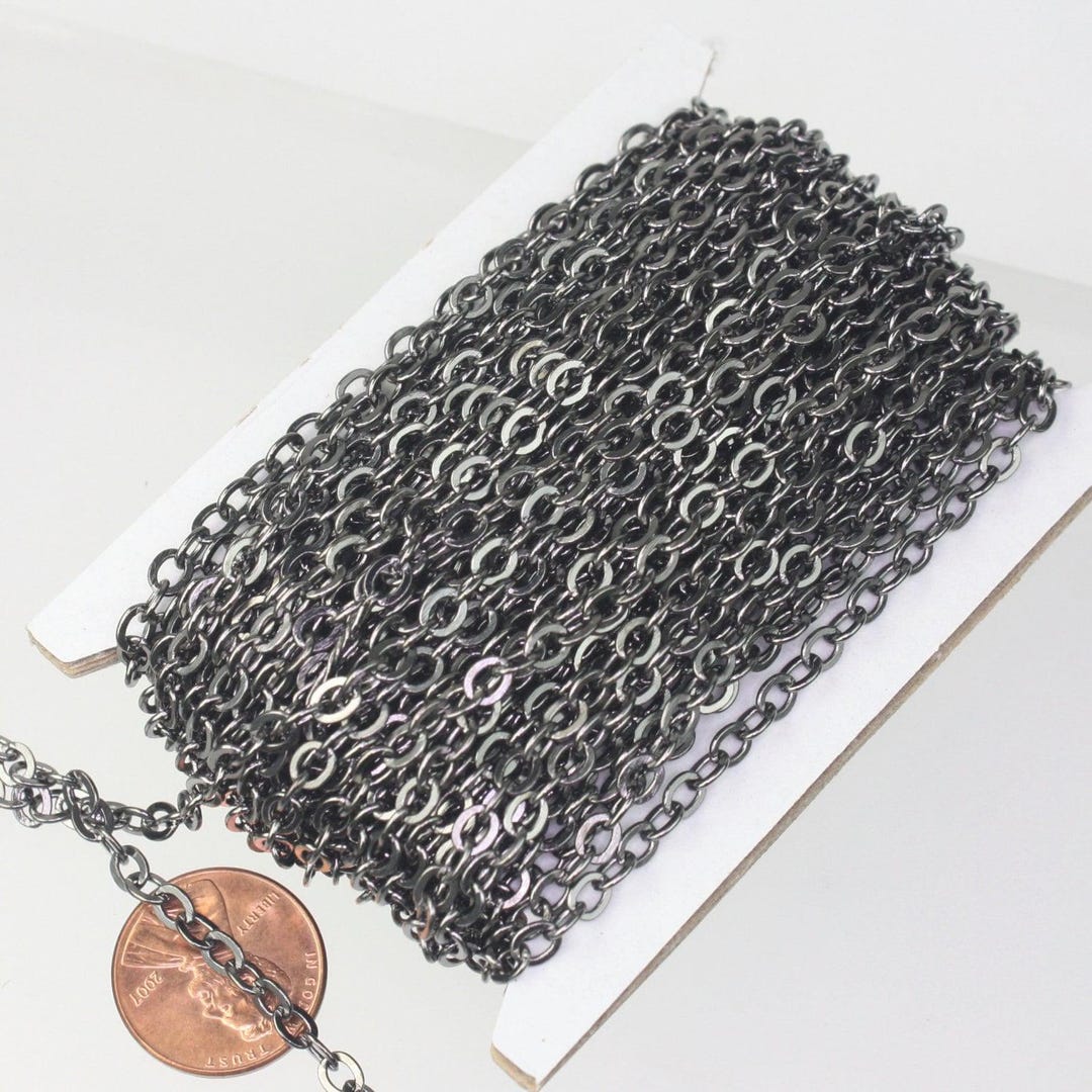 Gunmetal Finish Flat Cable Chain: Soldered Link Plated - Brass, (4.2x5 ...
