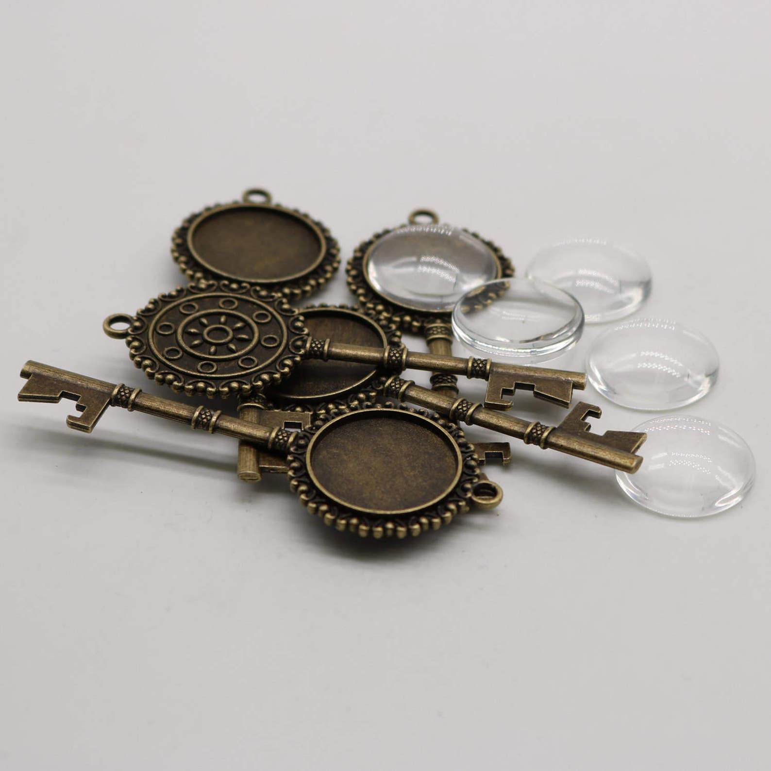 KEY Bezel With 20mm GLASS Magnifying Domes Cabochon 5 Sets | Etsy