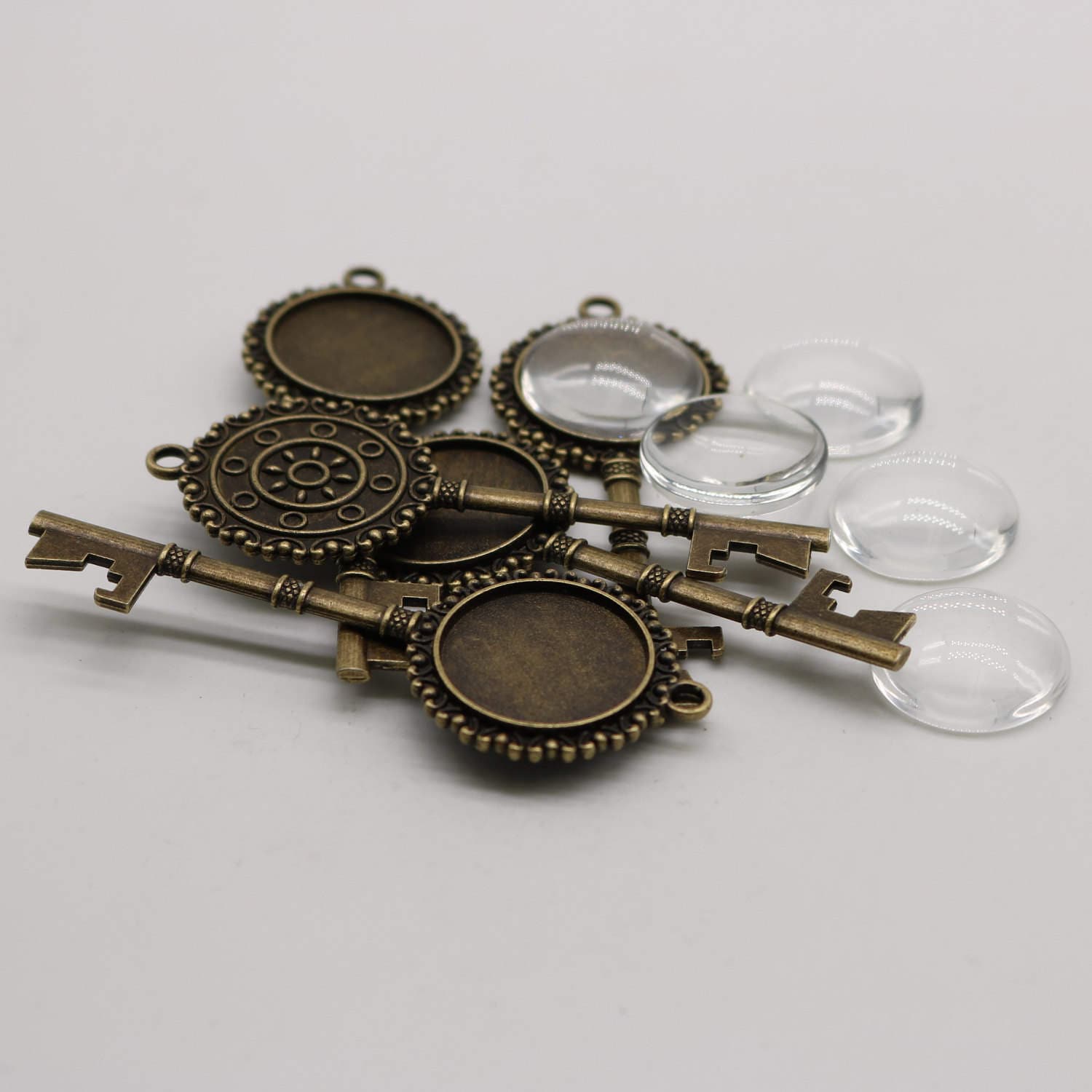 KEY Bezel with 20mm GLASS Magnifying Domes Cabochon 5 sets | Etsy