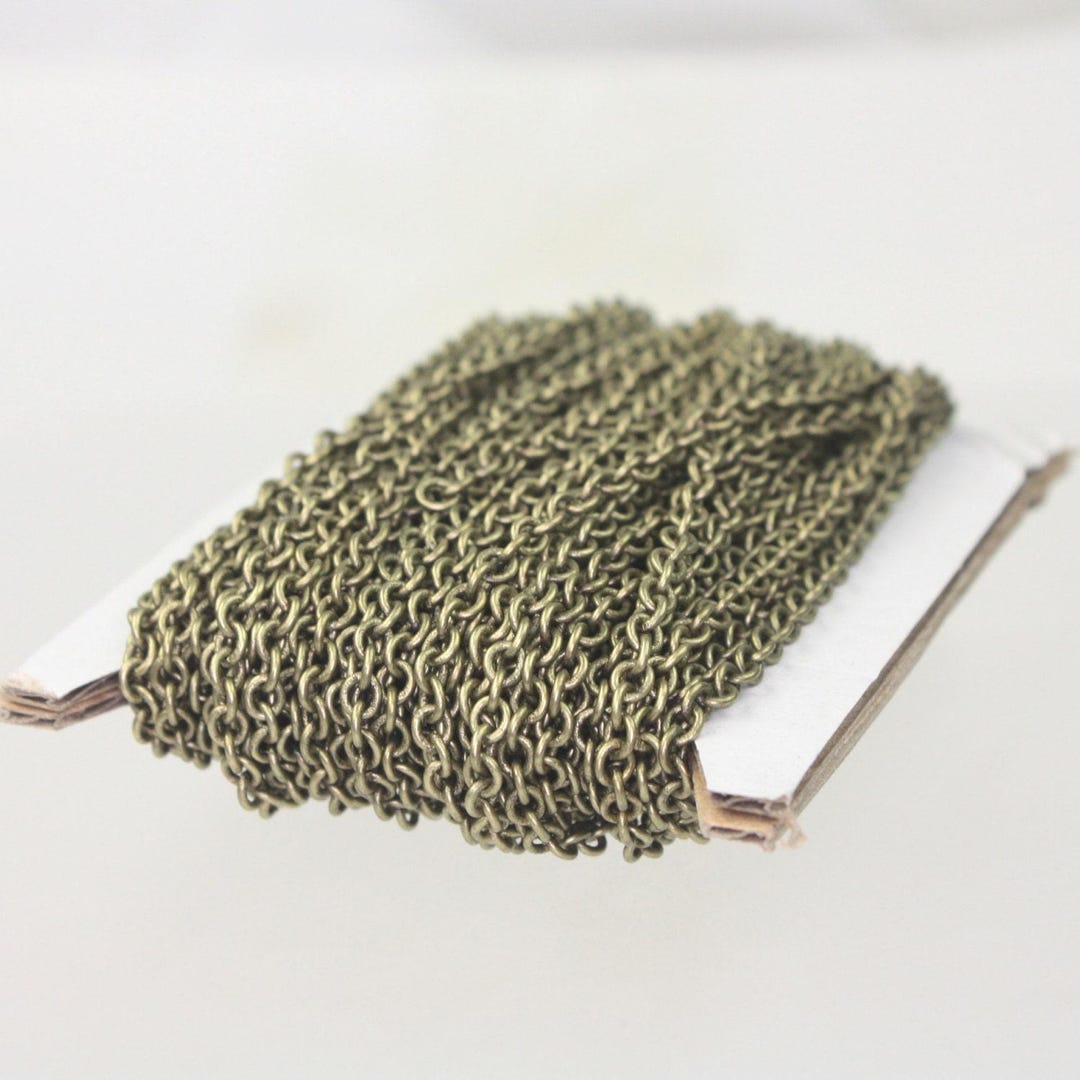 Antique Brass Finish Soldered Link Cable Chain: 3x3.5mm, 21G Wire 10 ...