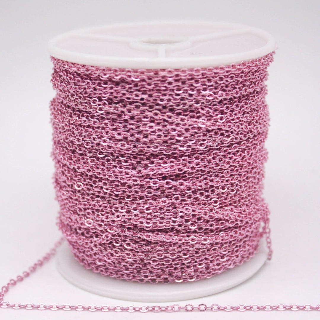 Non Tarnish Pink Copper Plated Flat Cable Chain: Soldered Link (3x1.7mm ...