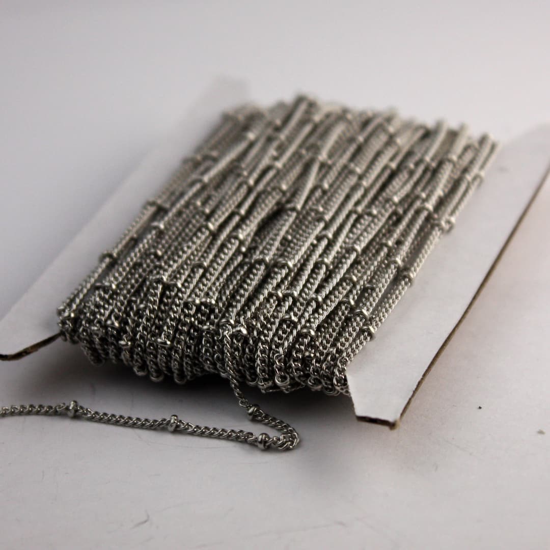300 Ft Rhodium BALL Soldered Chain - 1.6mm - Tiny Antique Silver ...
