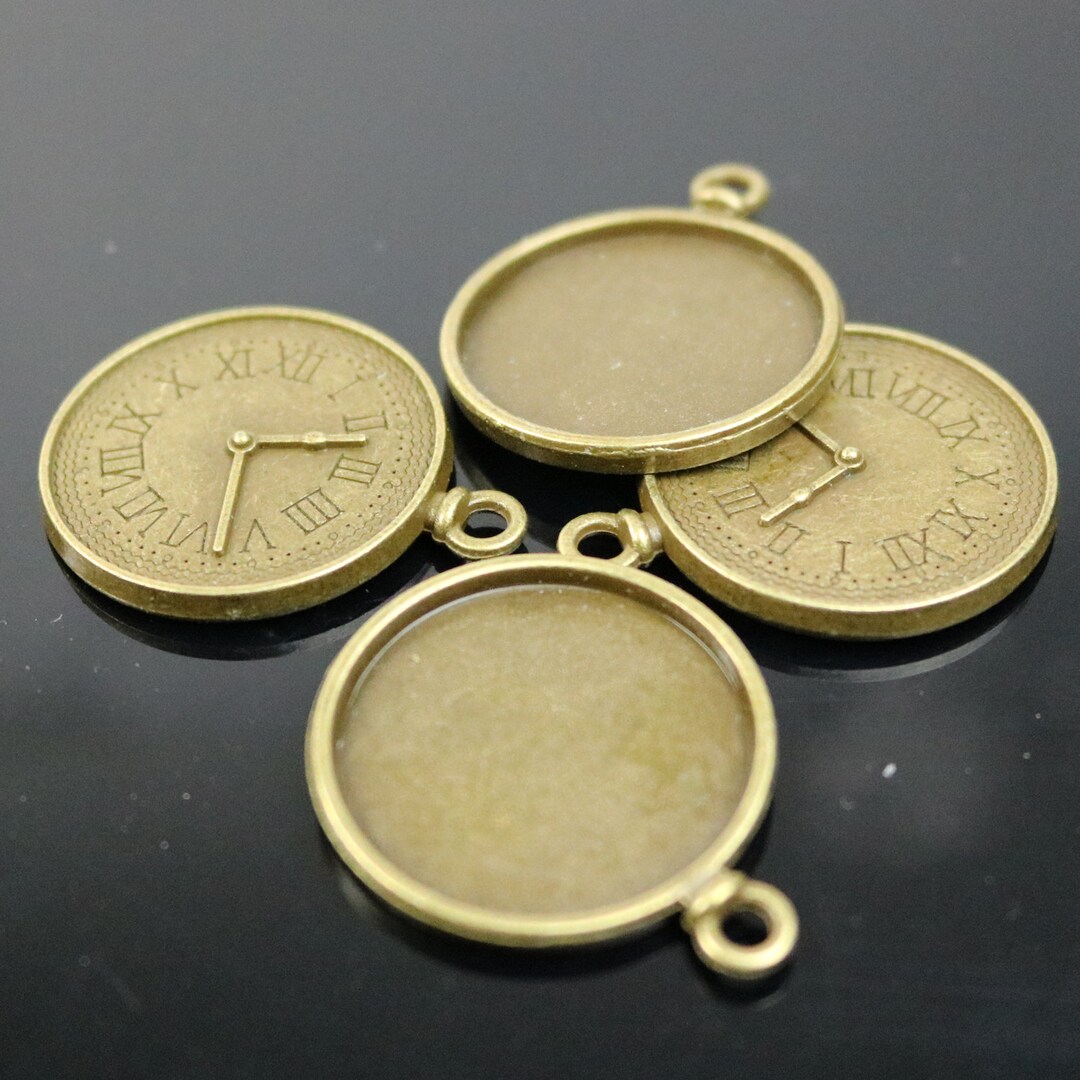 Pendant TIME Bezels With GLASS Magnifying Domes Cabochon - 5 Sets 10 ...