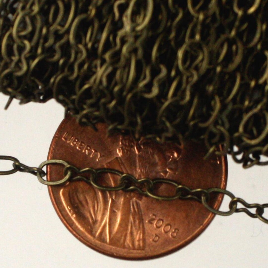 Antique Brass Finish Soldered Link Figure 8 Connector Chain - 3.9x2.7mm ...
