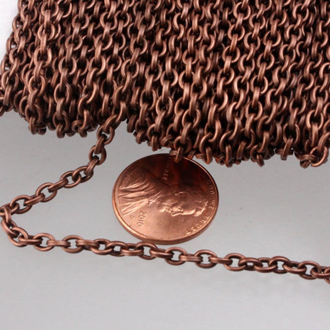 Antique Copper Plated Finish Cable Chain:, 4x3mm Unsoldered Iron Link ...