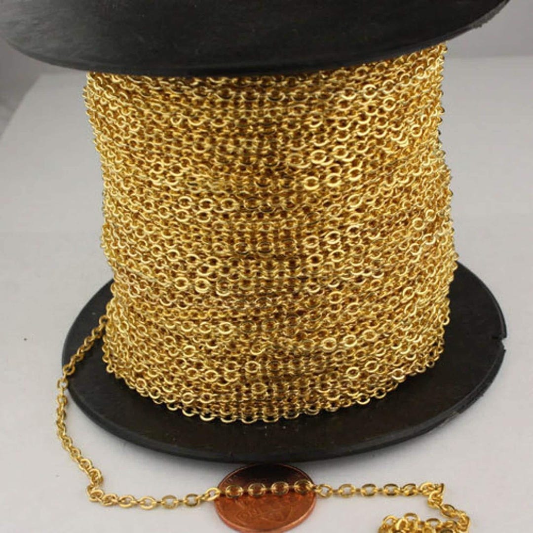 Gold Plated Flat Soldered Link Cable Chain - 3.4x2.9mm SOLDERED Link ...