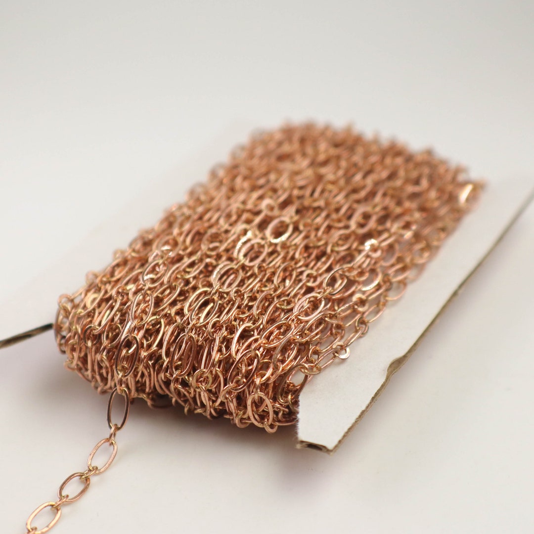 32 Feet of RAW Copper Chain Bulk, 1 and 1 Long and Short Chain Flat ...