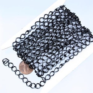 Black Curb Chain Bulk, 3 Ft of Big Hammered Curb Chain 8.7x7.3mm ...