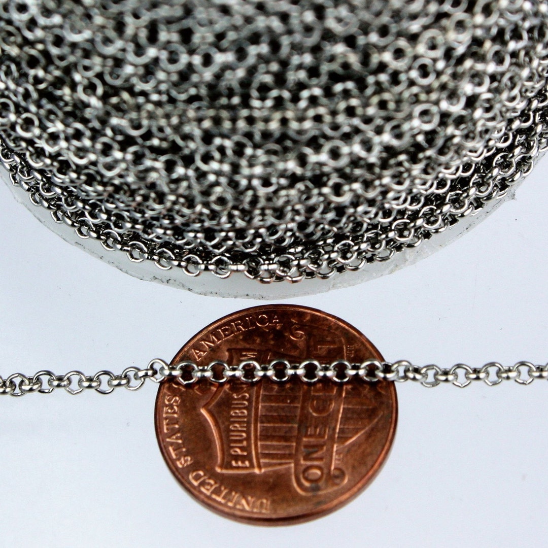 100 Feet Gunmetal 2.0mm Rolo Chain Unsoldered Links - Premium Bulk ...