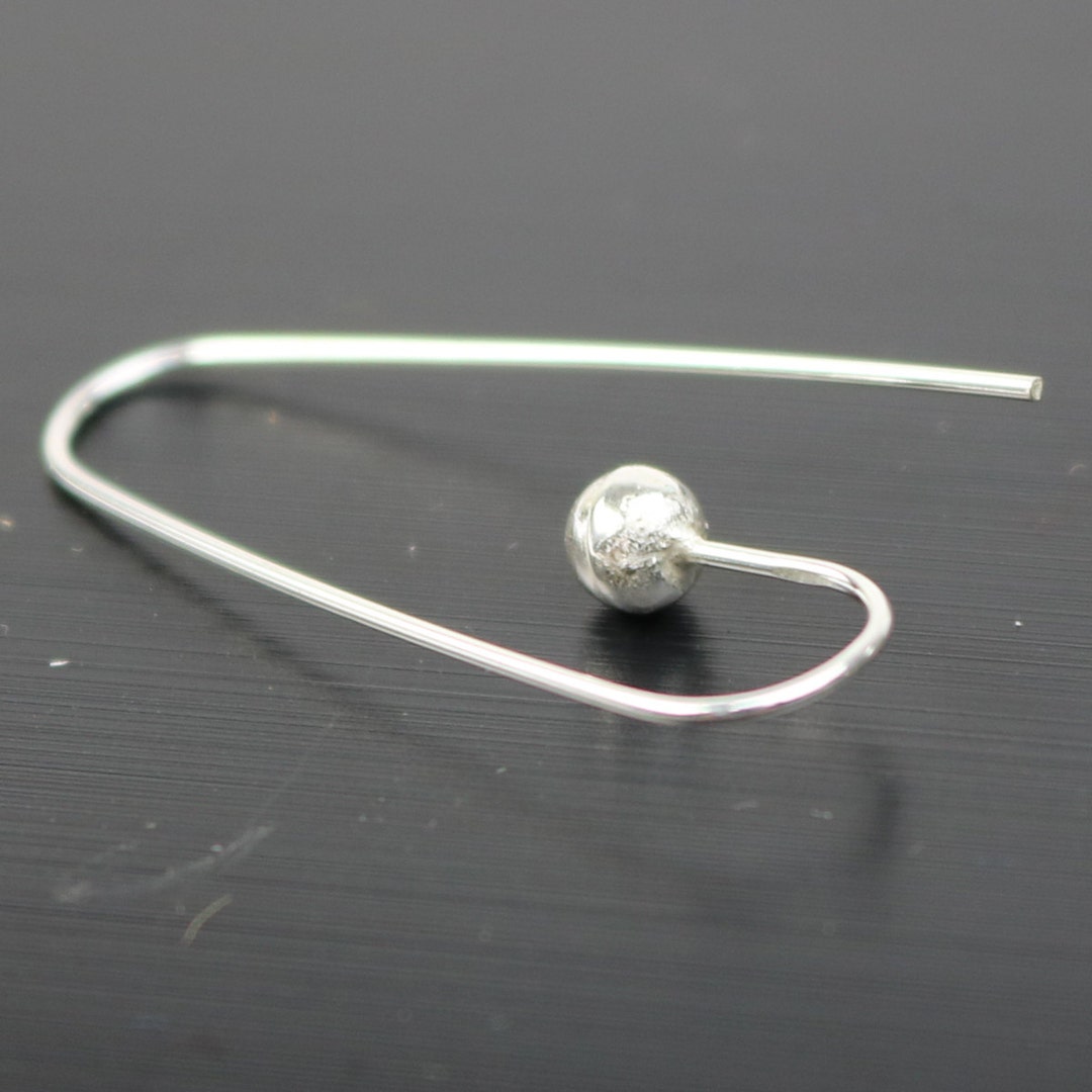 2 Sterling SILVER Big Ball Ear Wires Earrings Hooks Earwires - 32x14mm ...