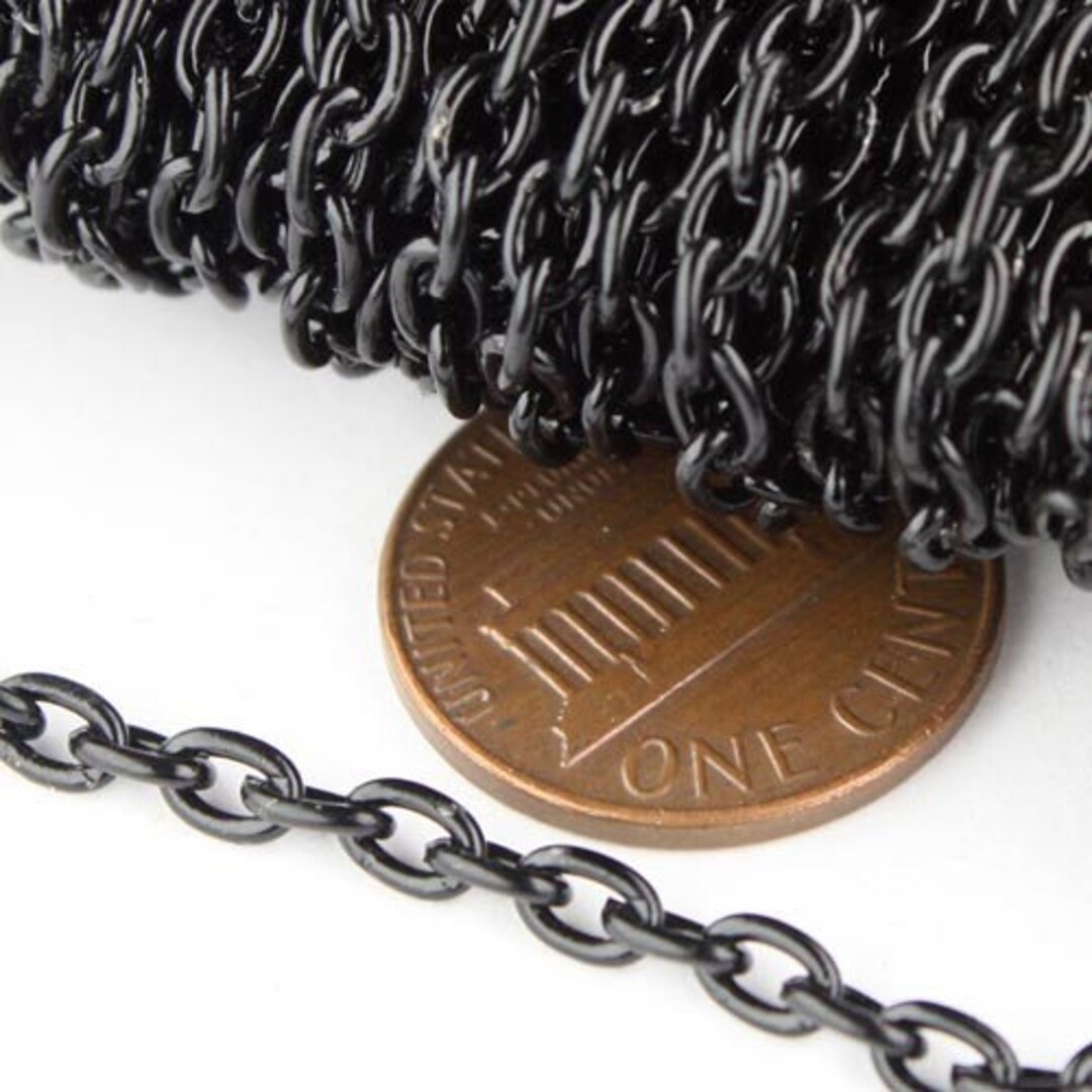 100 Ft Black Cable Chain - 4x5mm 19 Gauge (0.9mm) Unsoldered Link ...