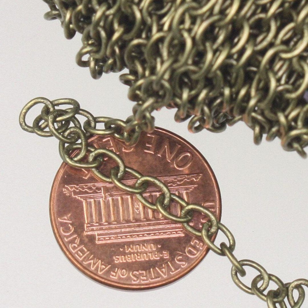 Antique Brass Finish Soldered Link Cable Chain: 4x5mm Jewelry Supplies ...