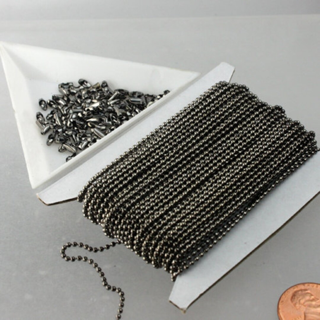 Wholesale Lot 300 Feet Spool of Gunmetal Finished ROUND Ball Chain - 1 ...