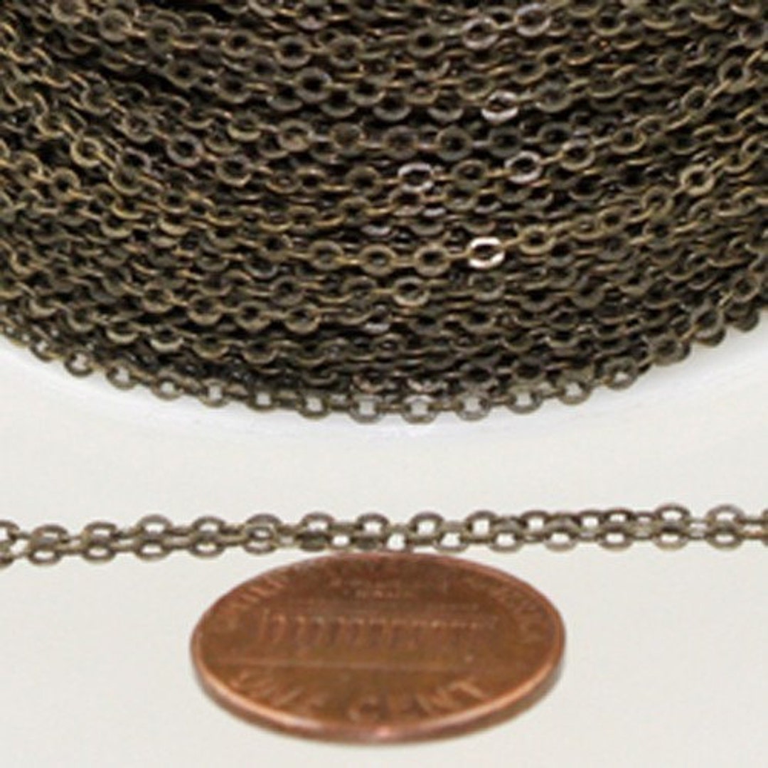 32 Ft Antique Bronze Chain 2.4x1.7mm SOLDER Chain Antique Brass Little ...