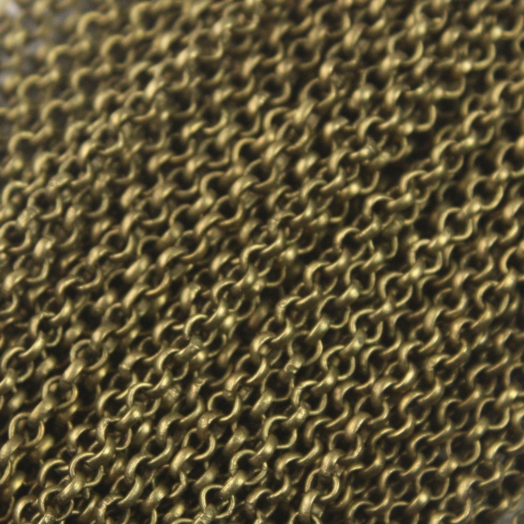 Antique Brass Finish Rolo Chain: 2.0mm Soldered Links, Bulk 32 Feet - Etsy