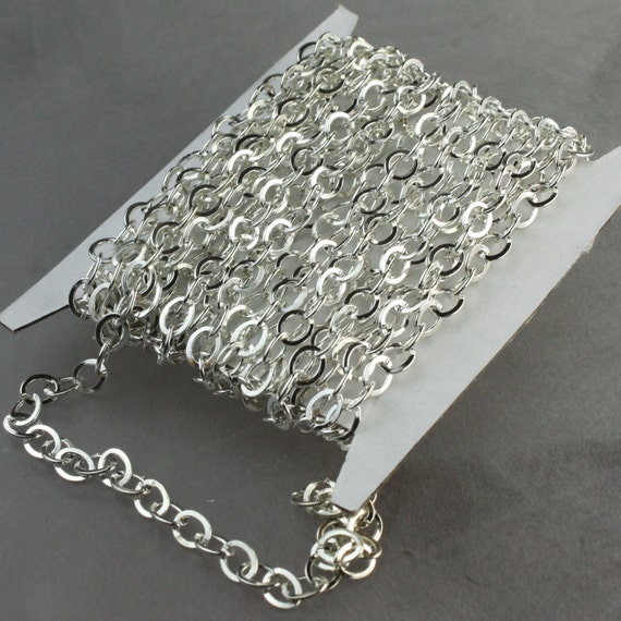 32 Ft. Silver Flat Chain Silver Plated Cable Chain BIG Fashion | Etsy