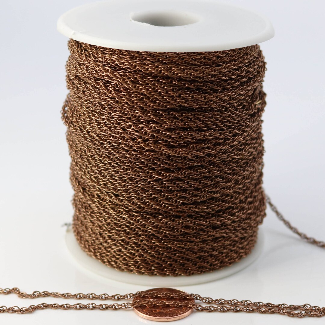 NEW 32 Feet Spool of Antique Copper Plated SOLDERED ROPE Twisted Curb ...