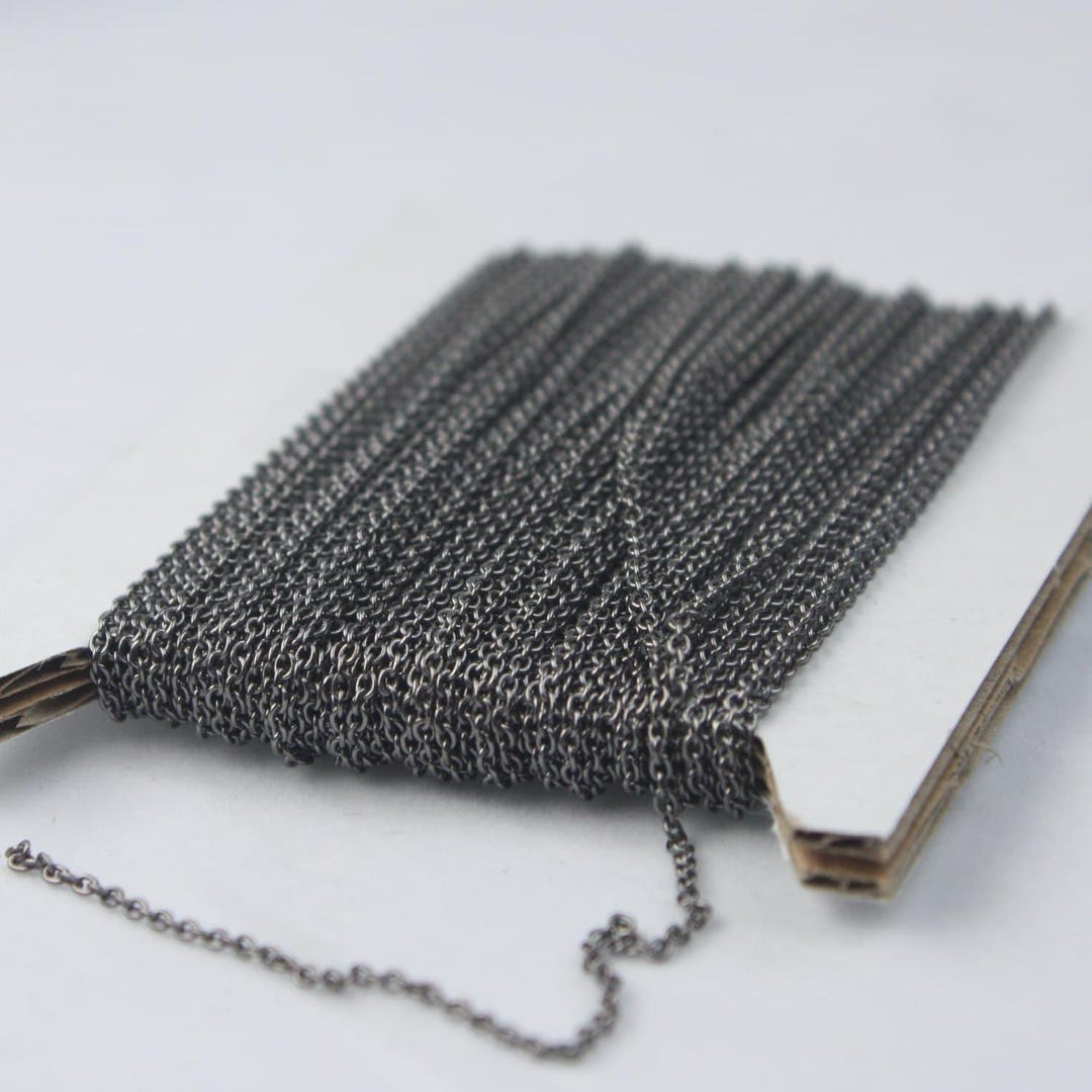 Gunmetal Finish Plated Cable Chain: Tiny Soldered Link Chain With Jump ...