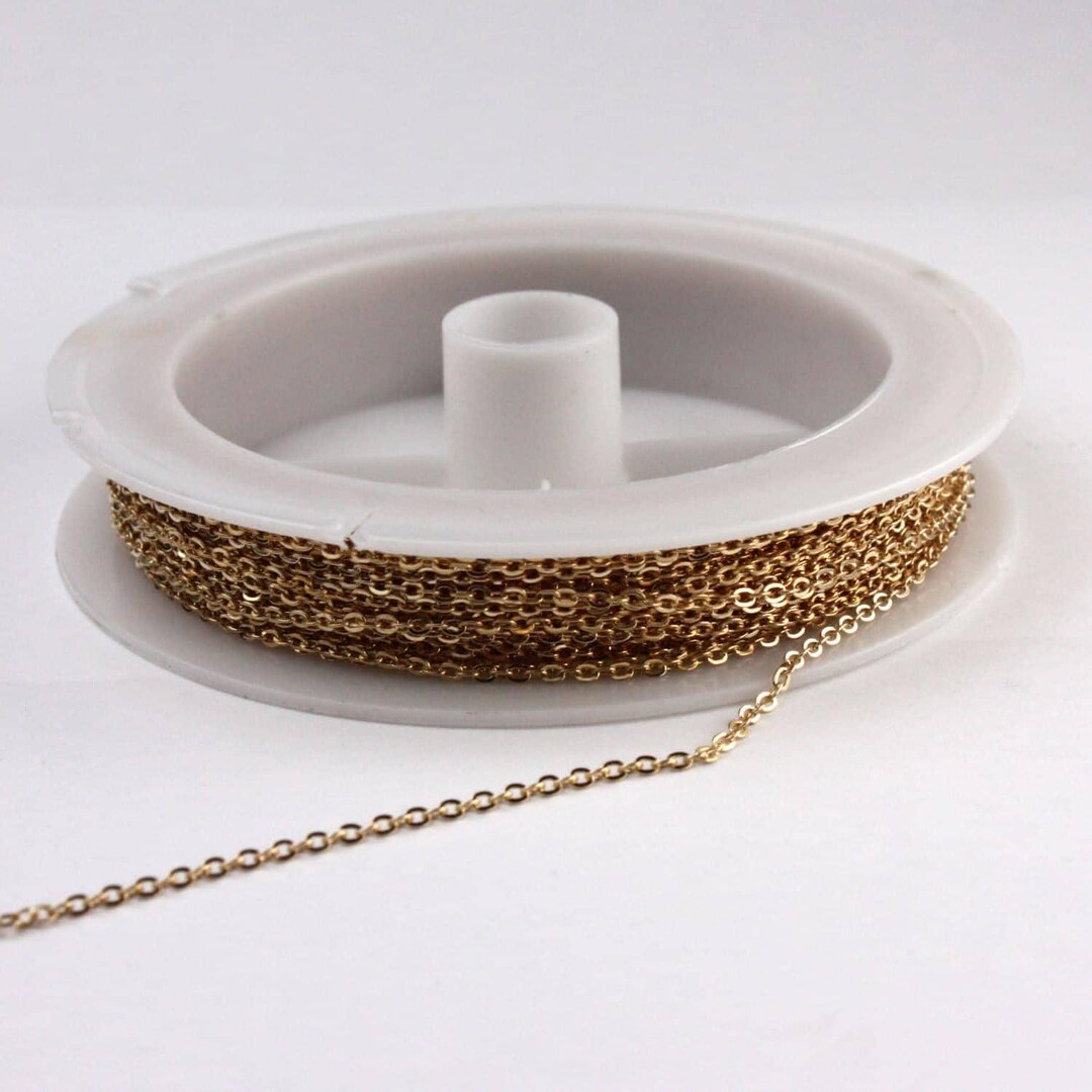 Champagne Gold Plated Solder Cable Chain: 2.4x1.7mm Soldered Link Oval ...