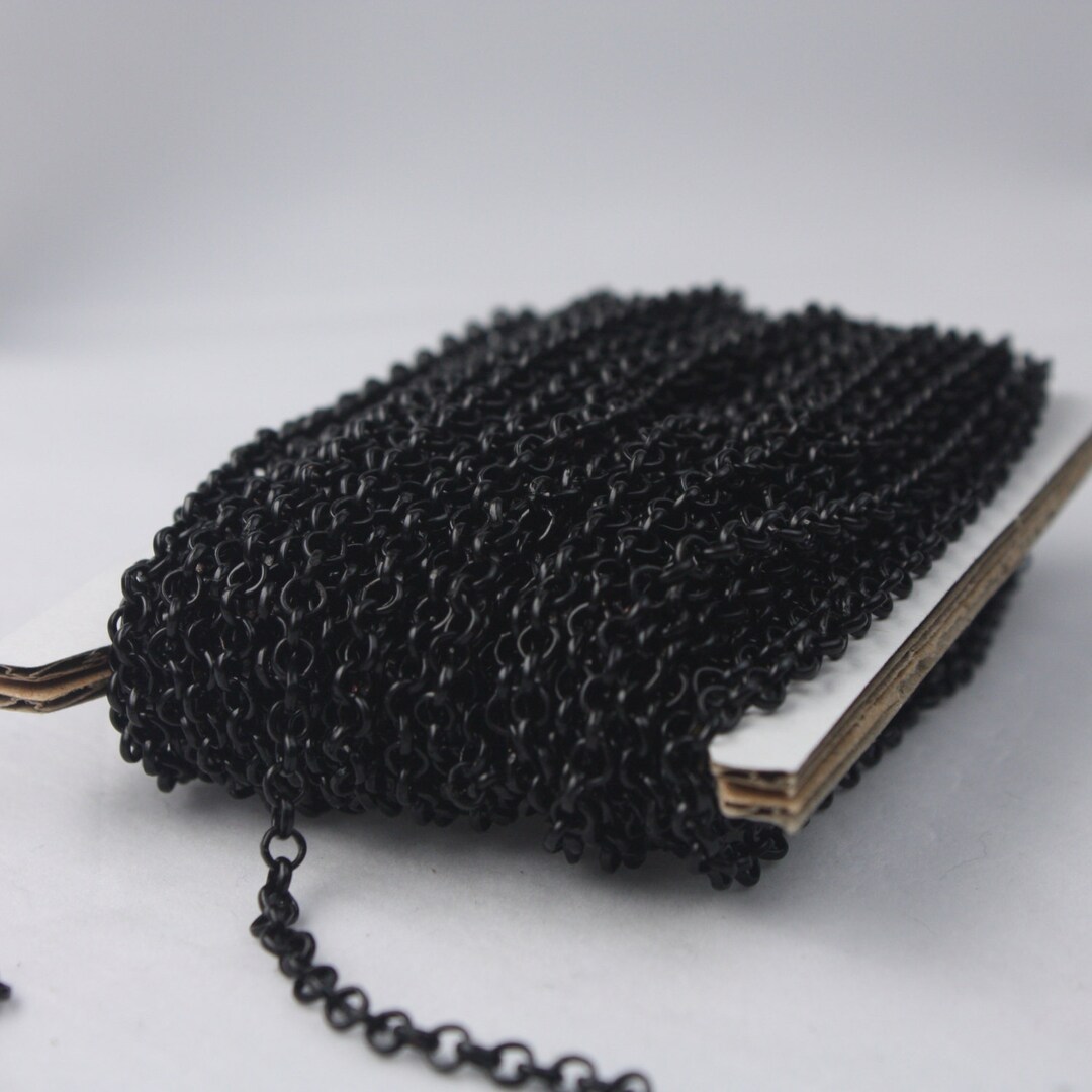 Black Rolo Chain Bulk Chain, 10 Ft of Rolo SOLDERED Cable Chain 3.1mm ...