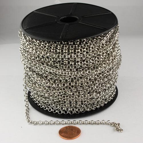 Rhodium Plated Rolo Chain Bulk 32 Ft of Antique Silver Rolo | Etsy