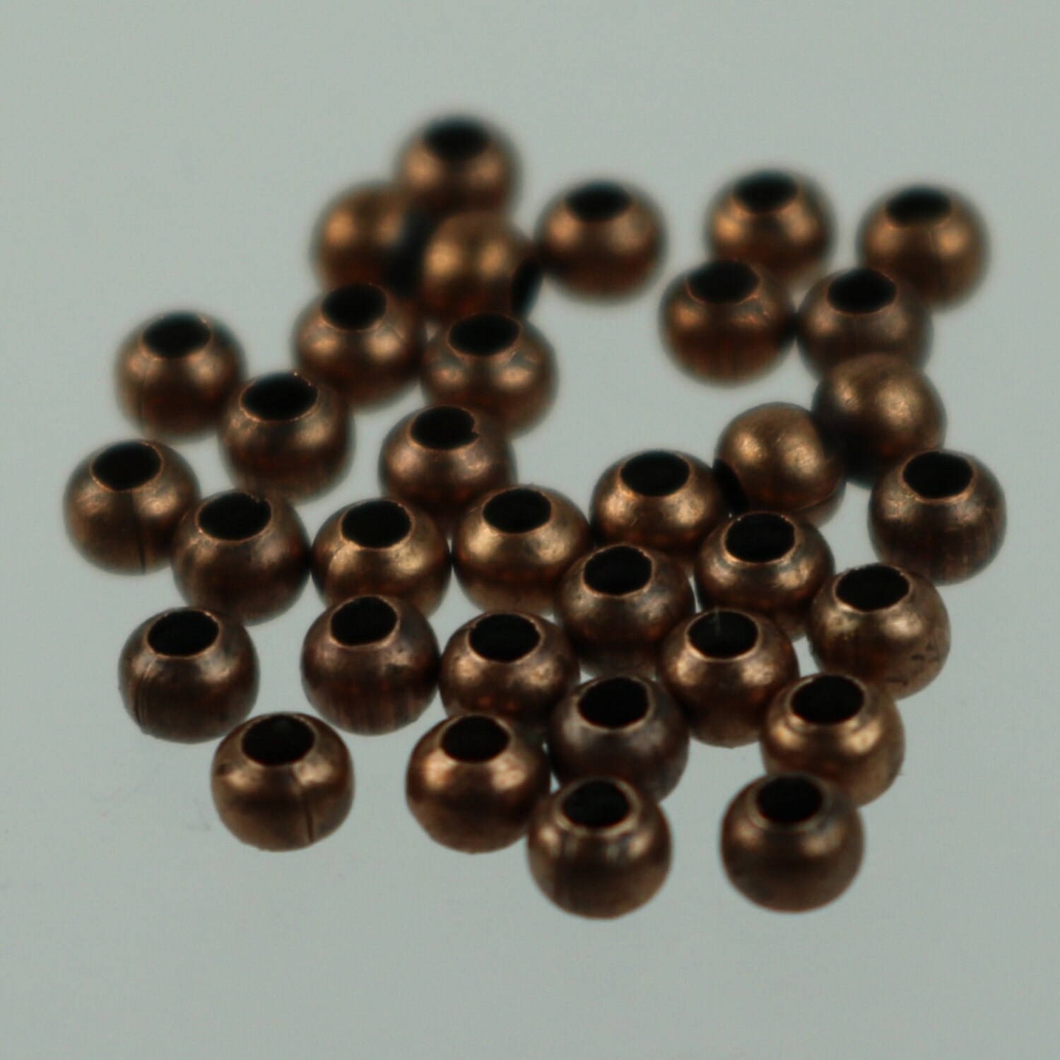 1970s 20 Vintage Copper Plated 4mm Round Beads on a Looped Brass ...