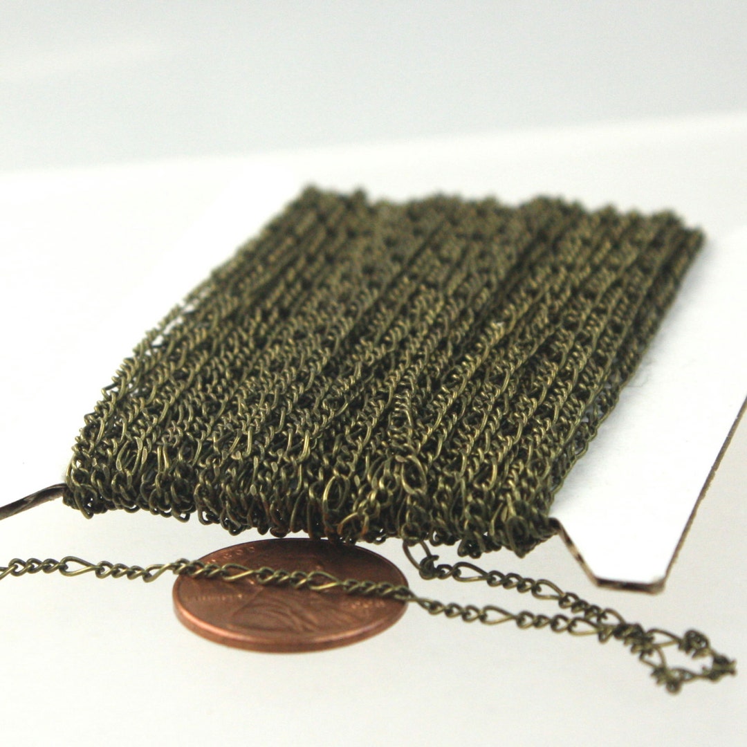 100 Feet Spool of Antique Bronze Figaro Chain Bulk Antique Brass ...