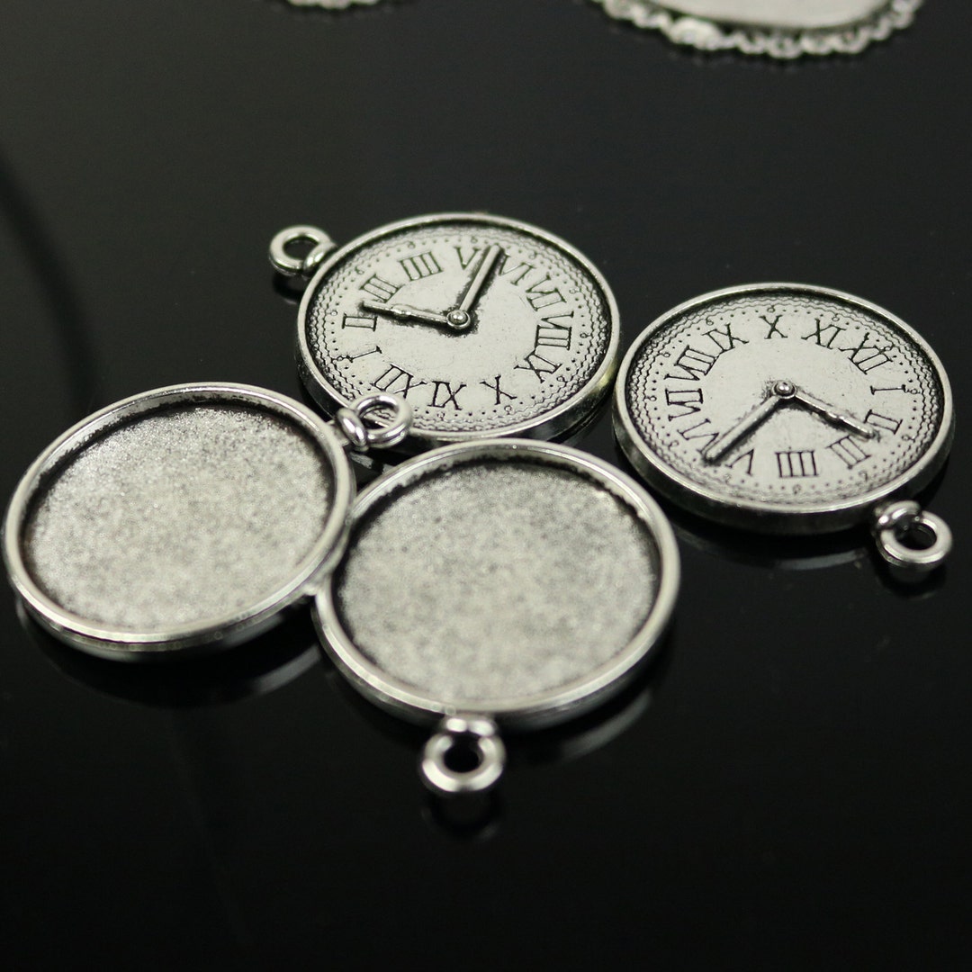 Pendant TIME Bezels With GLASS Magnifying Domes Cabochon - 5 Sets 10 ...