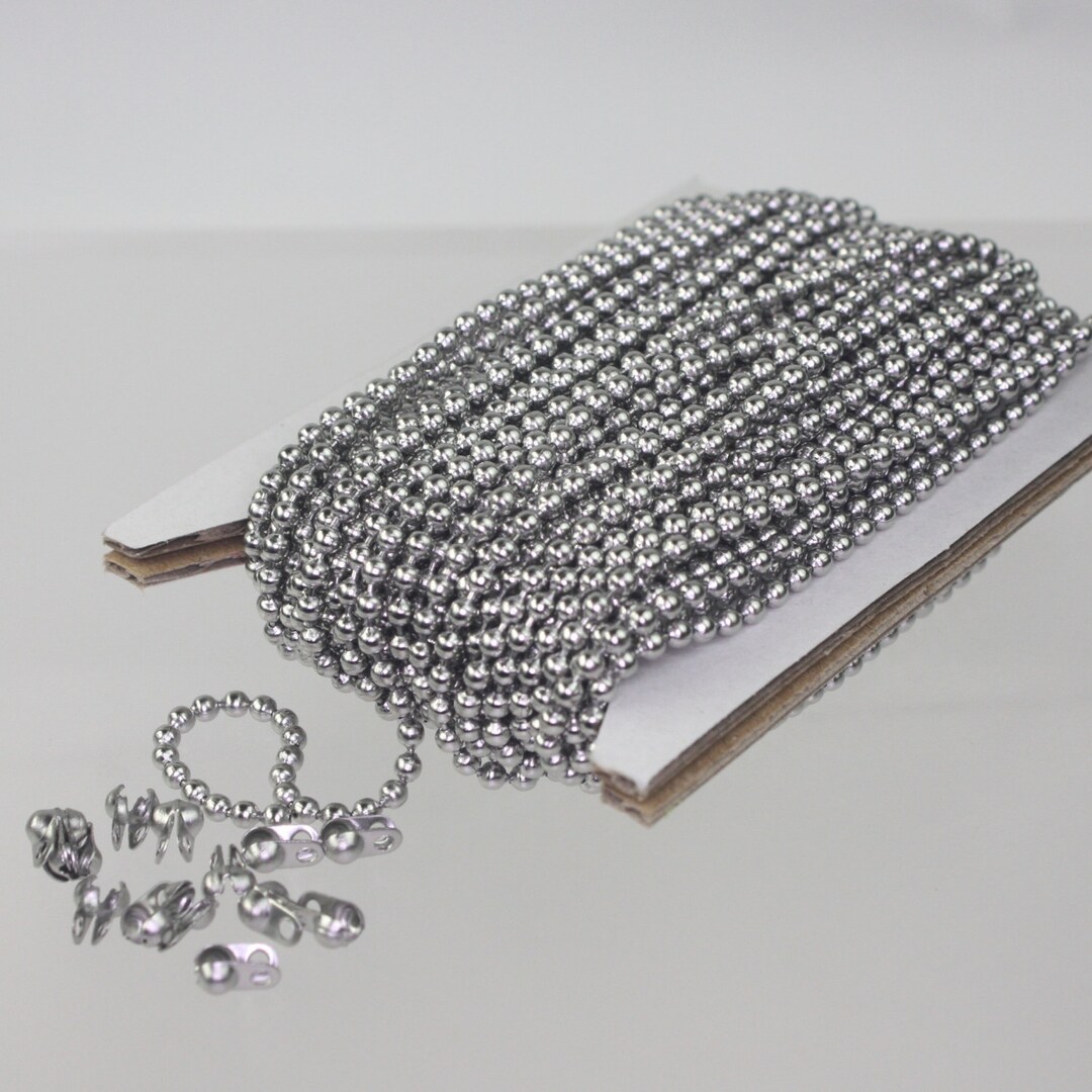 10 Feet Stainless Steel BALL Chain - 2.4mm Ball Size With FREE 6 Pcs of ...