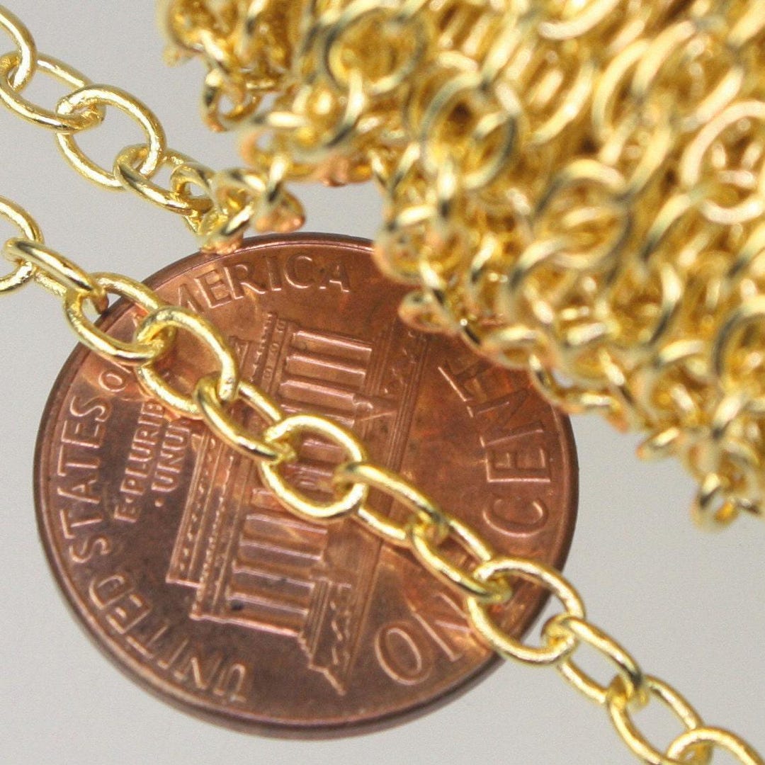 Gold Plated Cable Chain: 4x5mm Soldered Link Plated Jewelry Supply 32 ...