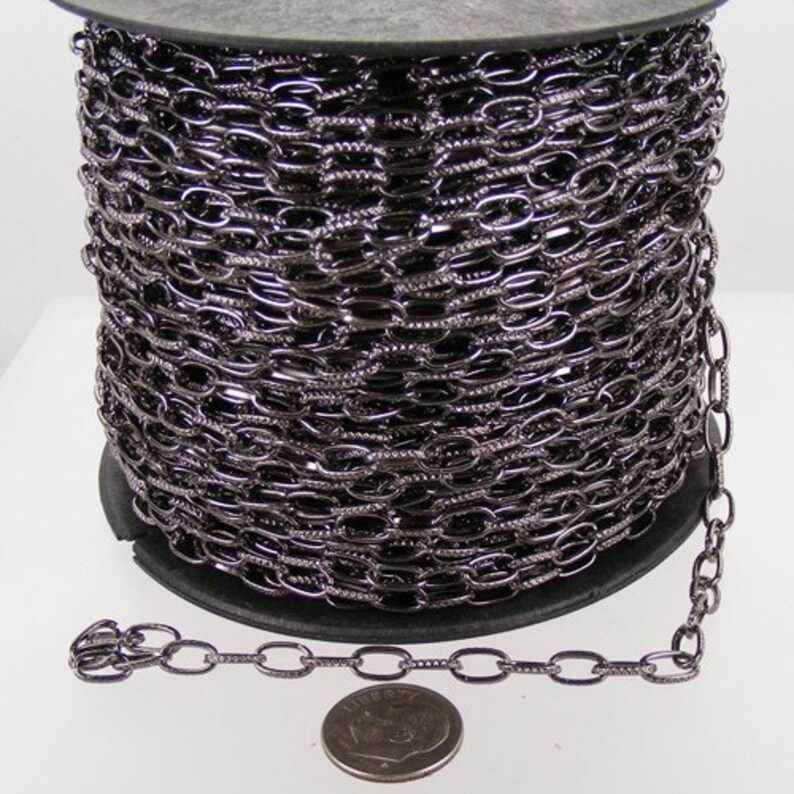 32 Ft. Textured Gunmetal Finished Drawn Oval Cable Chain - Etsy