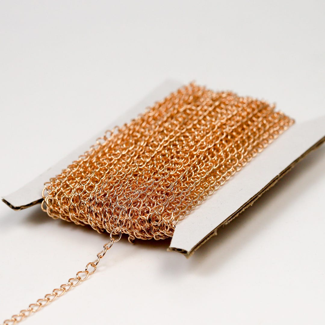 Champagne Gold Plated Curb Chain Extender: 4x3mm Soldered Link 3 Feet ...