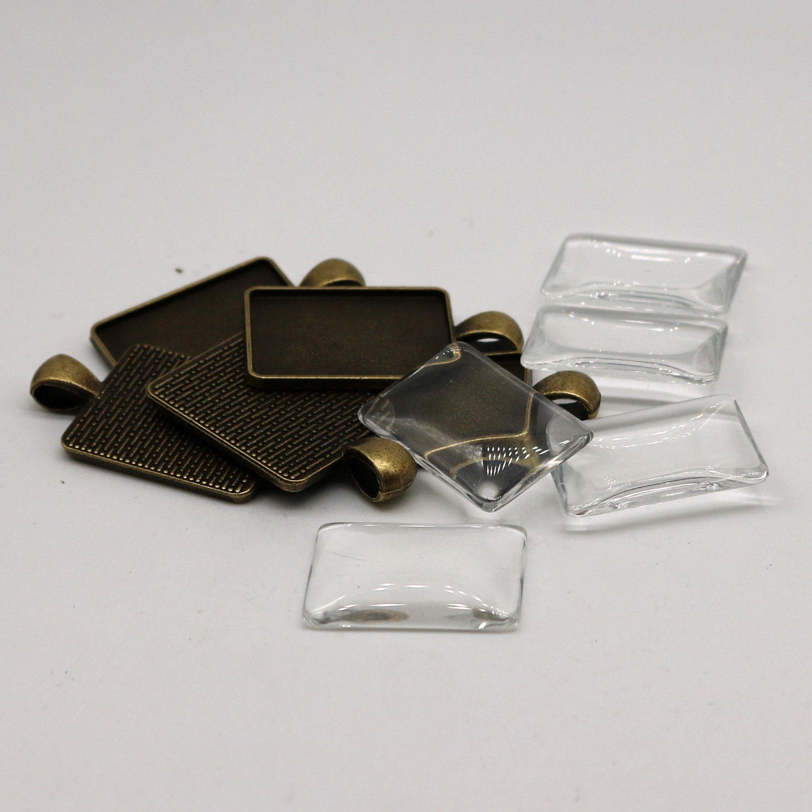 RECTANGULAR Bezel With 25mmx18mm GLASS Magnifying Domes - Etsy