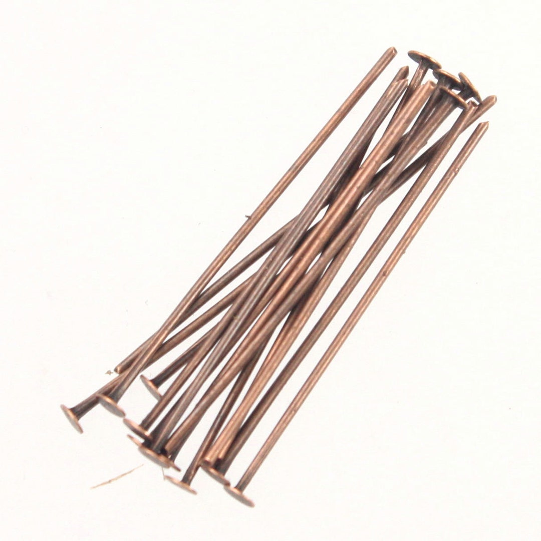 Bulk/fingerpick 300 Pcs of Antique Copper Flat Headpin - 1 Inch 26mm ...