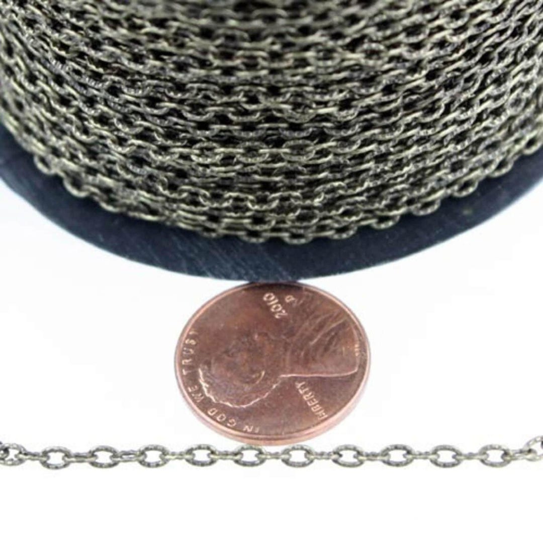 Antique Brass Finish Texture Cable Chain Bulk: 3x2mm Unsoldered 300 ...