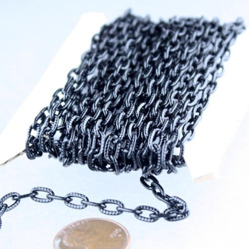 Black Texture Chain Bulk 32 Ft. of Flat Texture Oval Chunky - Etsy