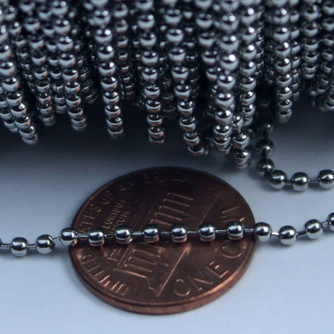 Surgical Stainless Steel Ball Chain 2.0mm With Connectors 100 Feet ...