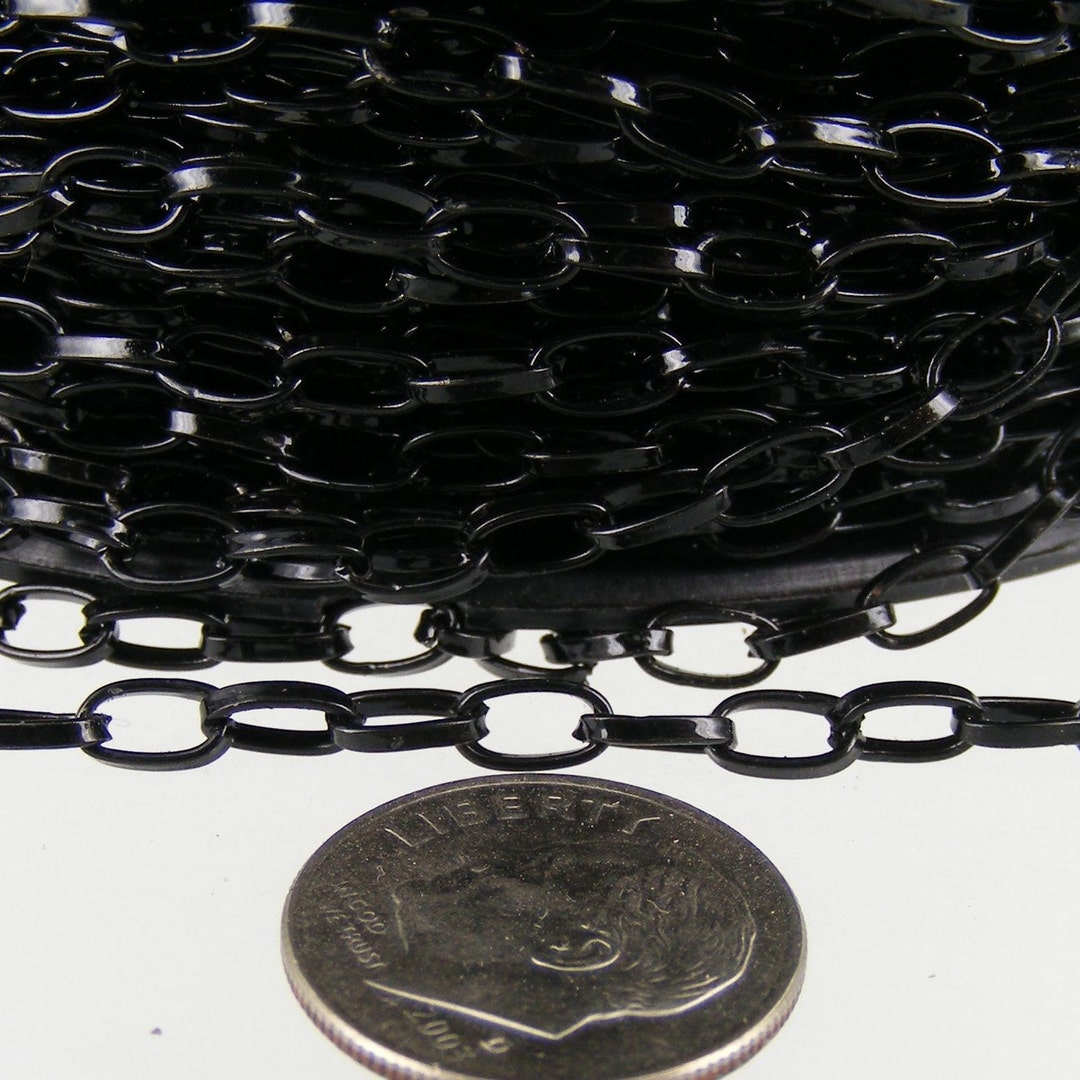 Black Finished Drawn Cable Chain: Iron Unsoldered Links, 12 Ft (6.3x3 ...
