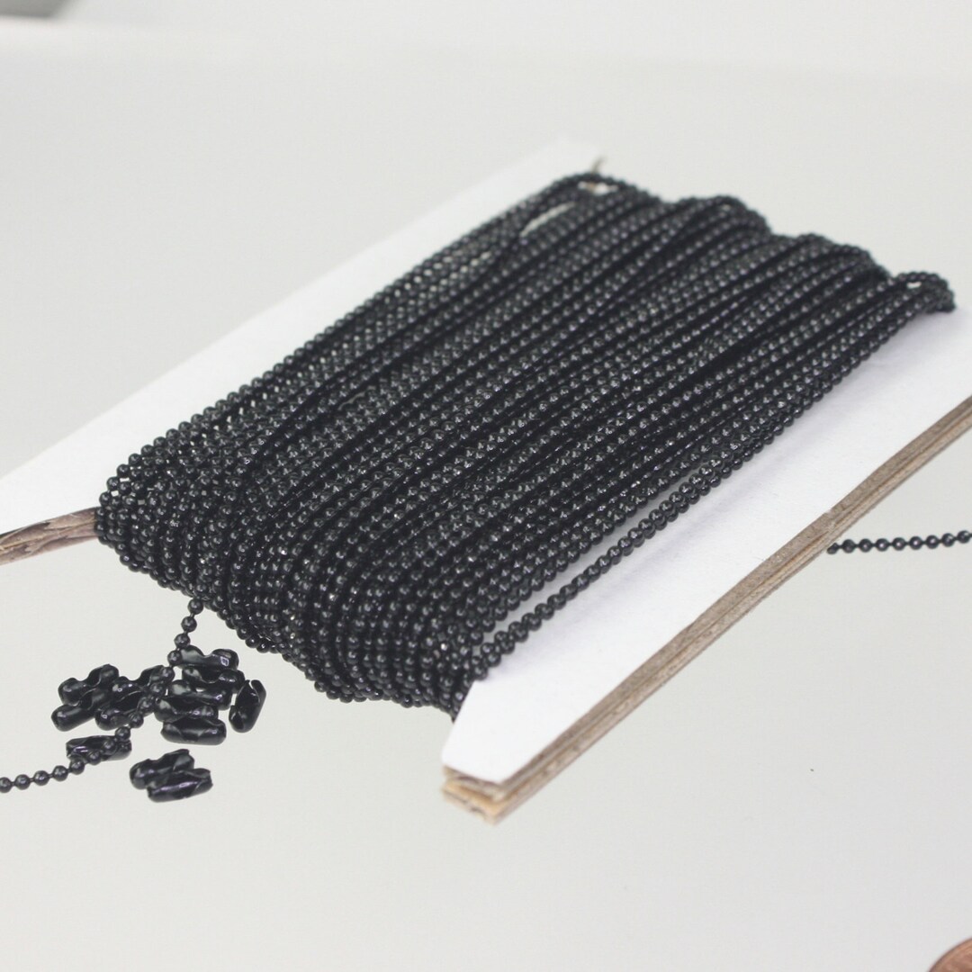 32 Feet Black 1.2mm Round Ball Chain - Premium Bulk Spool ...