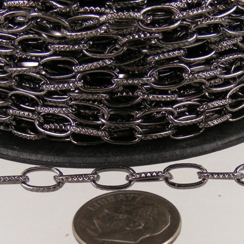 32 Ft. Textured Gunmetal Finished Drawn Oval Cable Chain - 9x4.5mm ...