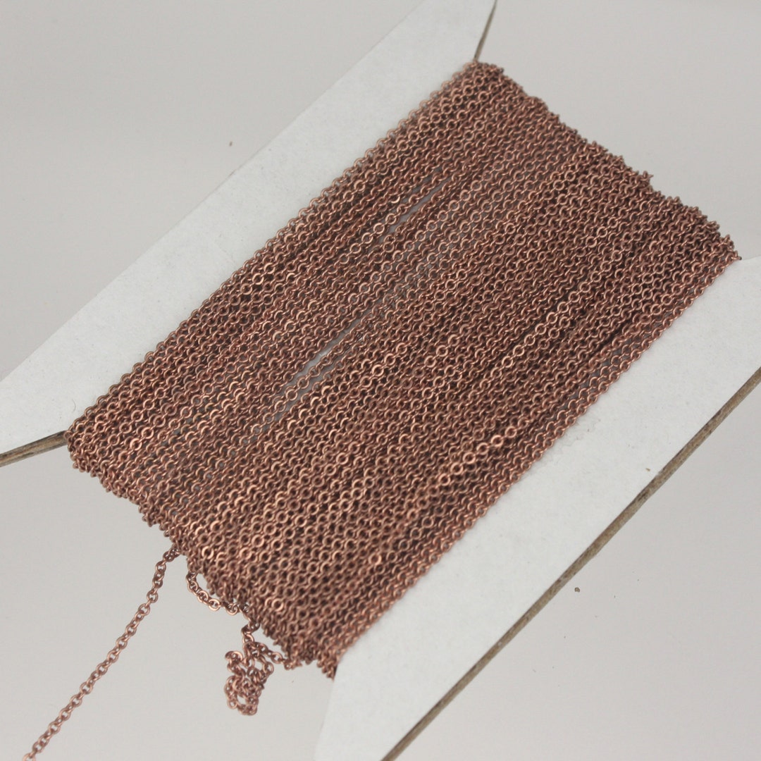 Antique Copper Chain Bulk Chain, 100 Ft Spool of Tiny Flat Chain ...