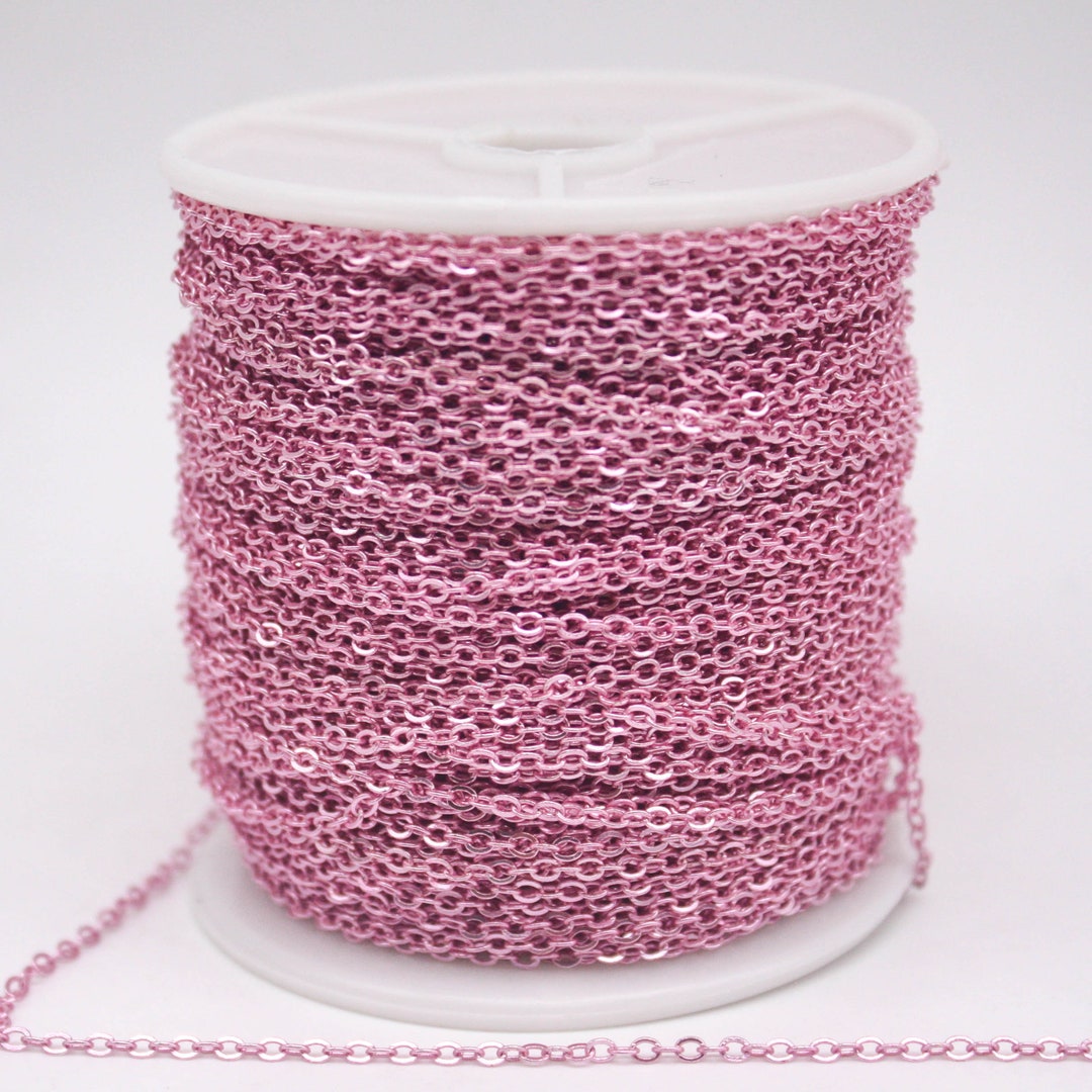 10 Feet Anti Tarnish Pink Copper Flat Cable Chain Plated 3x1.7mm ...