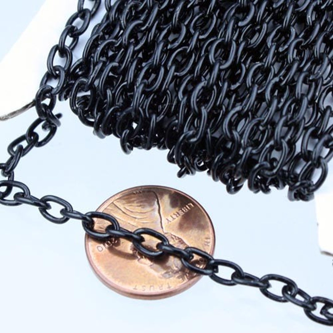12 Ft. of Black Finished Big Cable Chain - 5.7x3.9mm-1.0mm Unsoldered ...